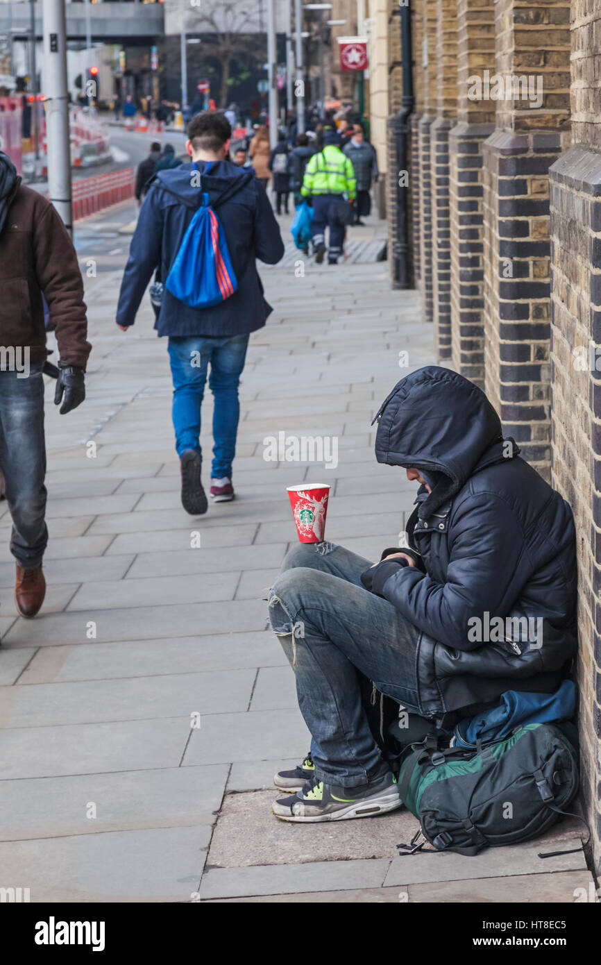 England, London, Southwark, Homeless Man Begging Stock Photo - Alamy