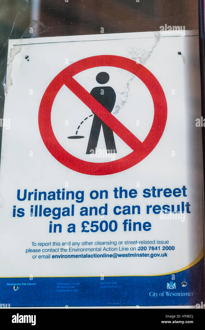 England, London, Westminster, Anti Street Urinating Sign Stock Photo ...
