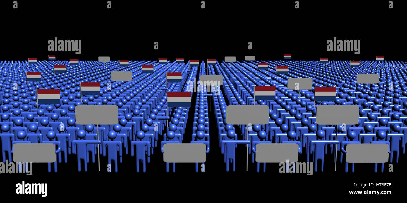 Crowd of people with signs and Netherlands flags illustration Stock ...