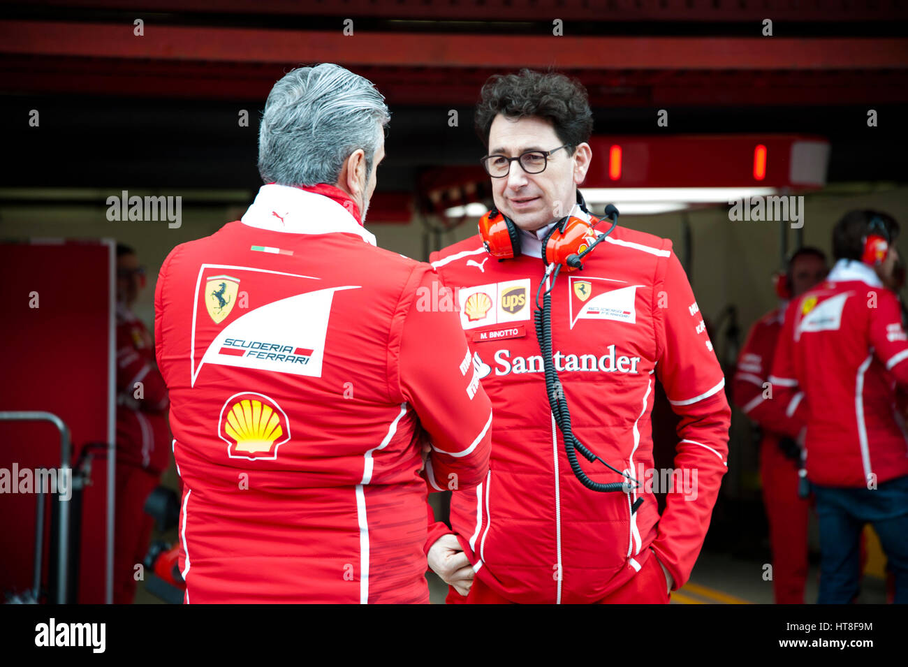 Barcelona. Spain. 8th March 2017. Mattia Binotto (right), Chief ...