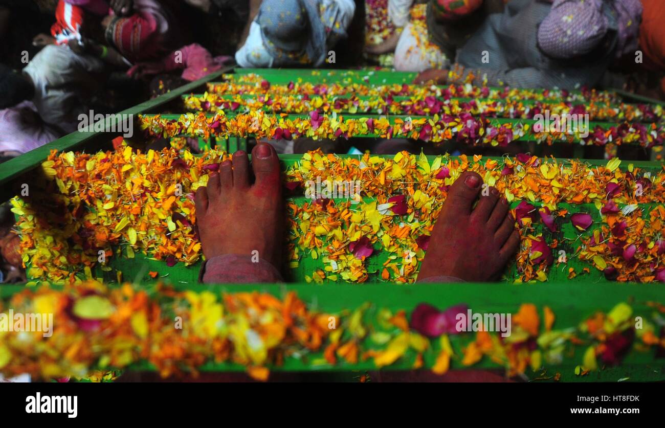 Mathura, India. 08th Mar, 2017. During Flower's Holi celebration at ...