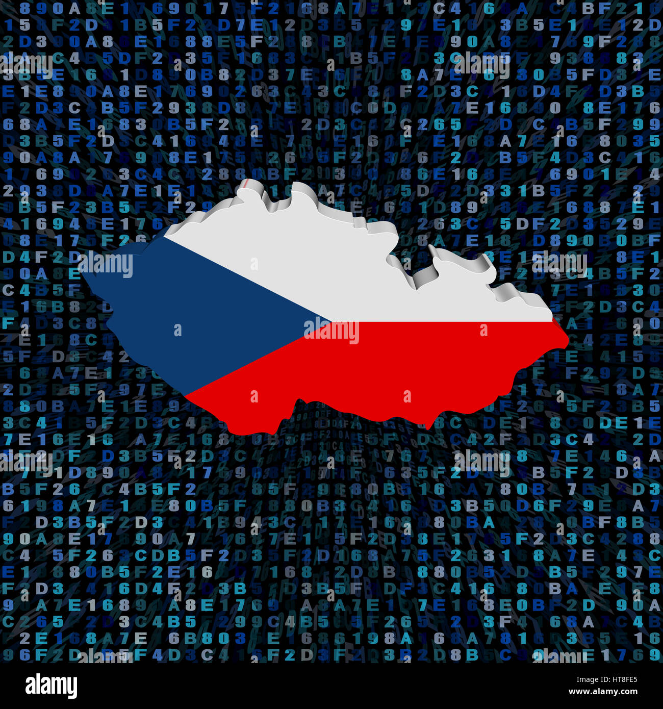 Czech Republic map flag on hex code illustration Stock Photo - Alamy