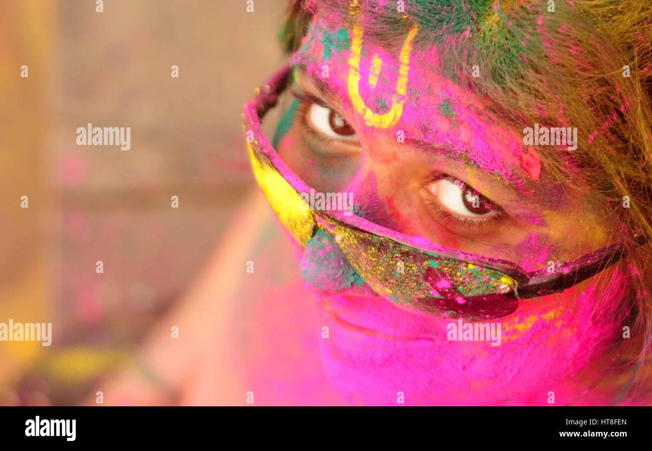 Mathura, India. 08th Mar, 2017. During Flower's Holi celebration at ...