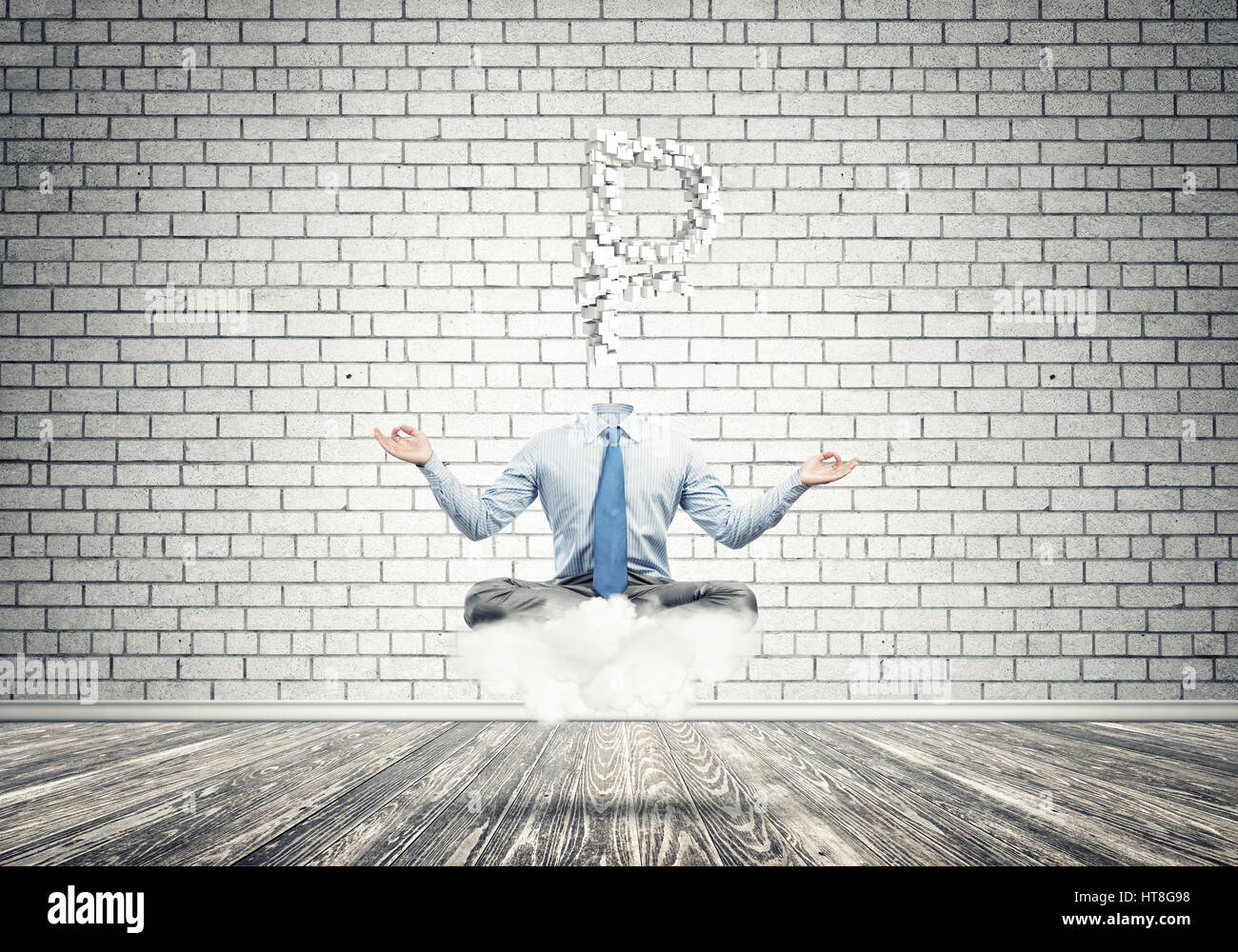 Headless meditating businessman Stock Photo - Alamy