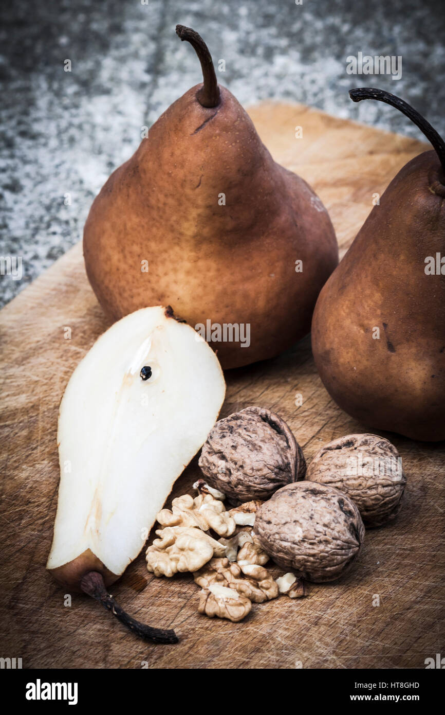 Pears and nuts Stock Photo - Alamy