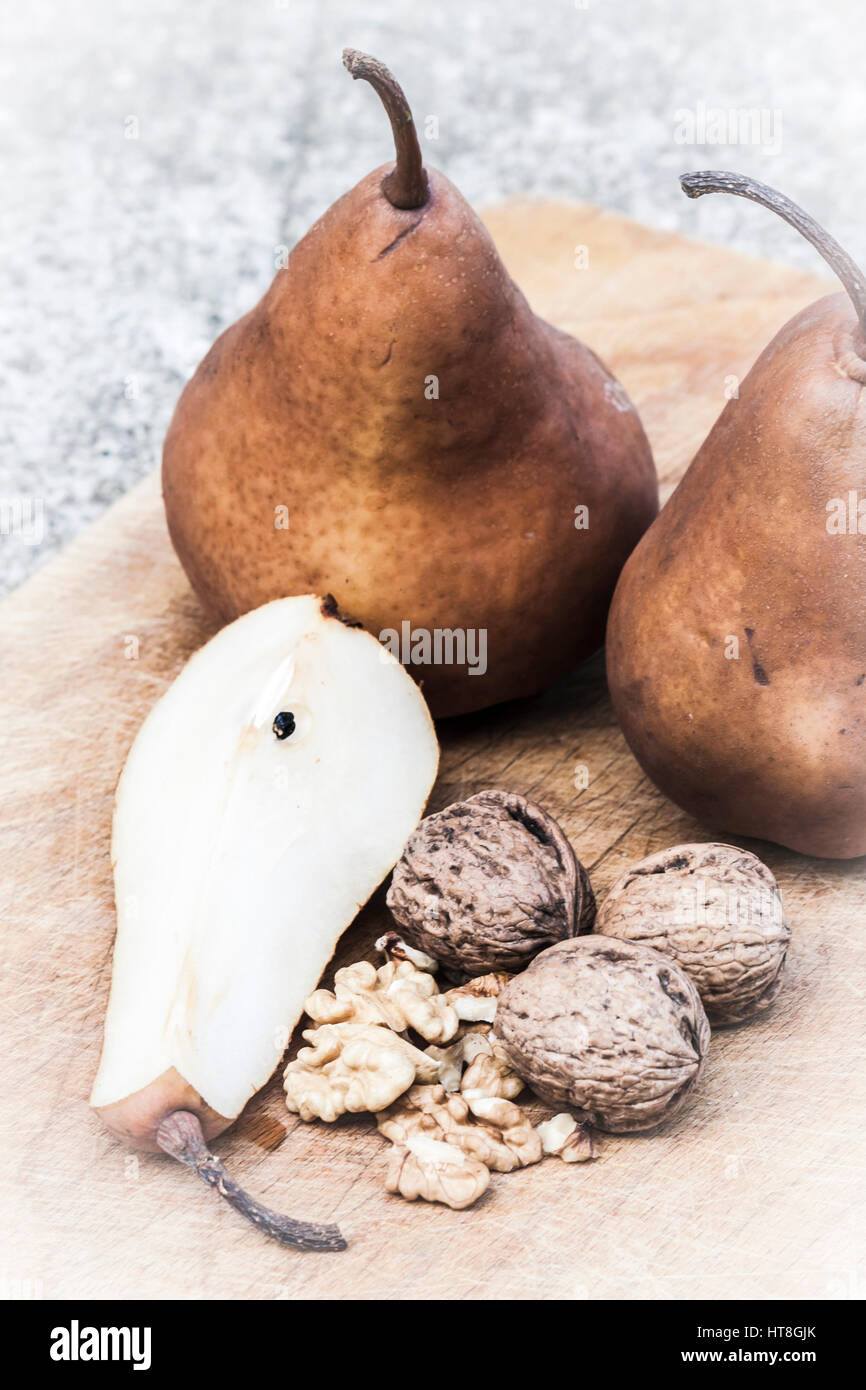 Pears and nuts Stock Photo - Alamy
