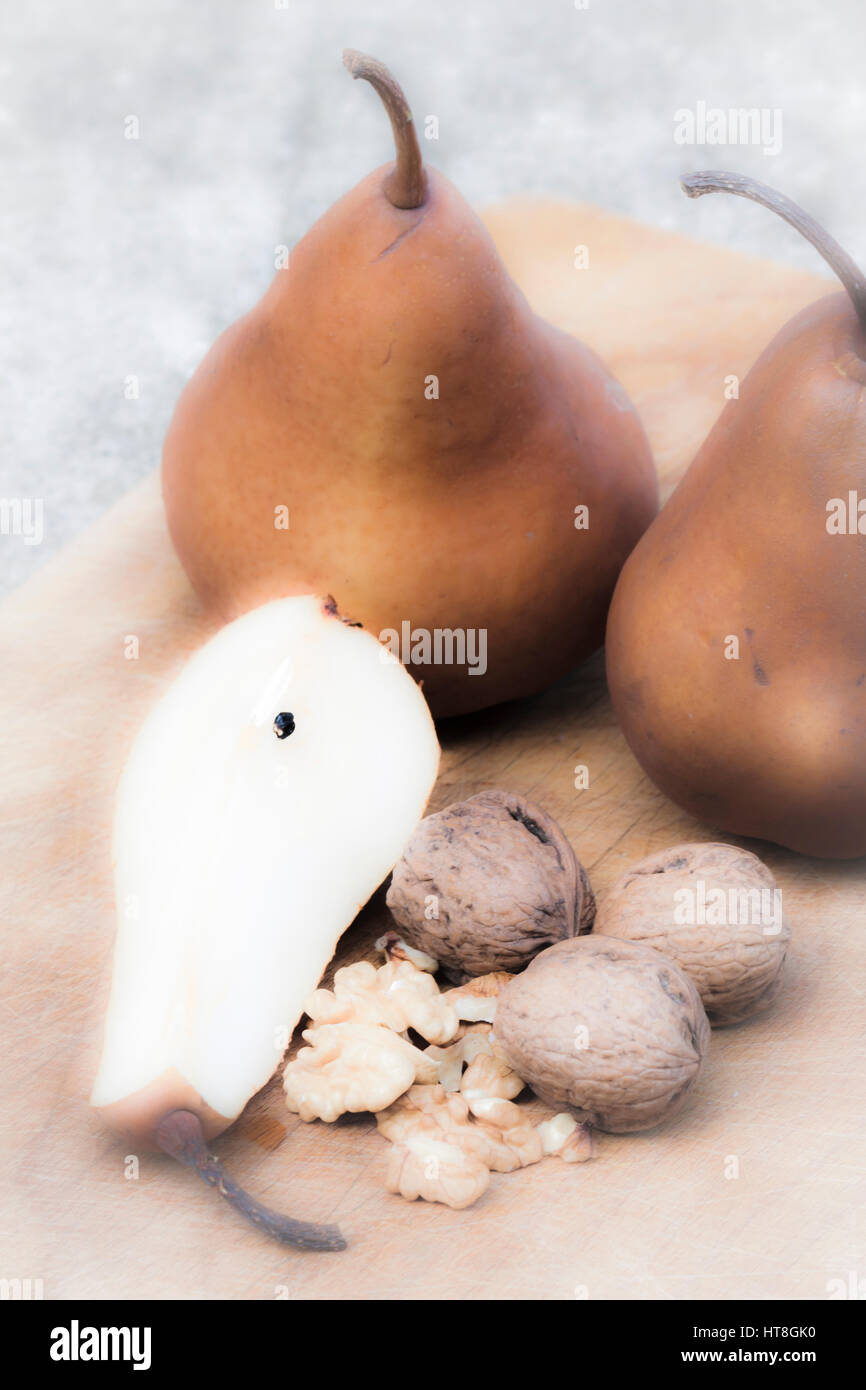 Pears and nuts Stock Photo - Alamy