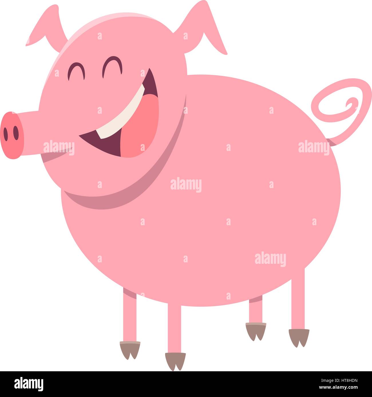 Cartoon Illustration of Pig Farm Animal Character Stock Vector Image ...