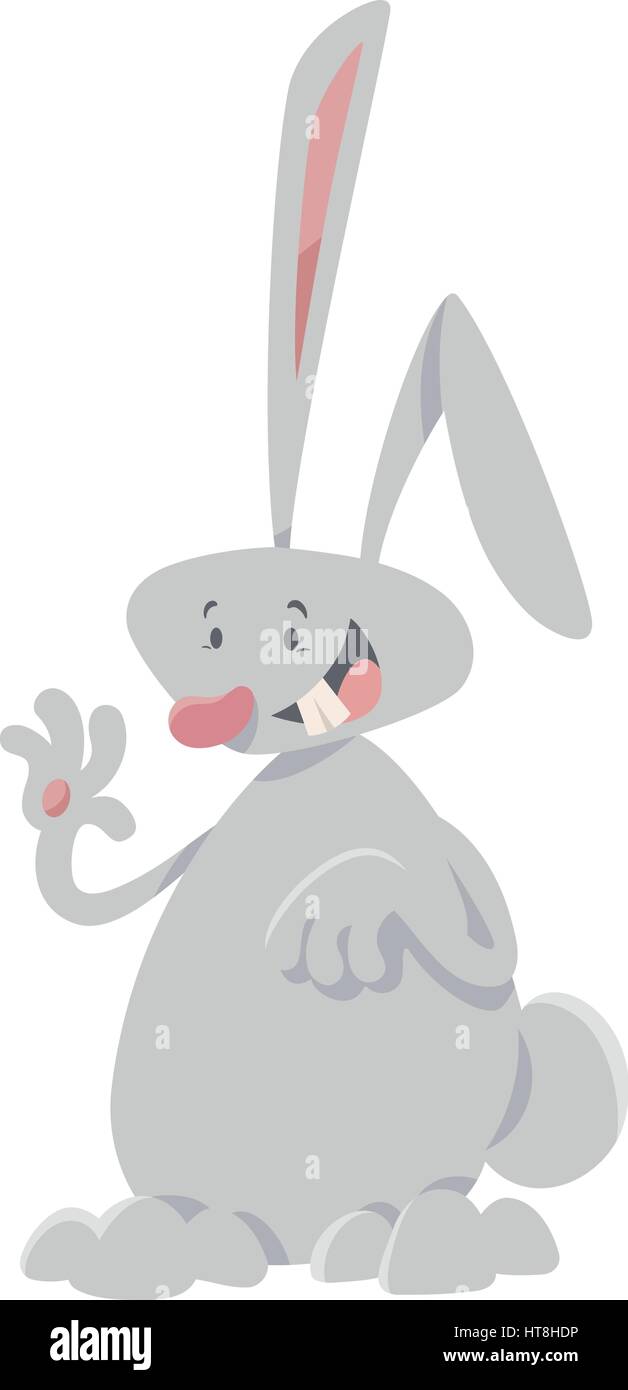 Cartoon Illustration of Happy Rabbit or Bunny Animal Character Stock ...