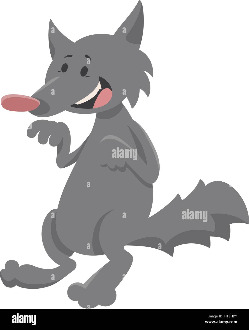 Cartoon Illustration of Cute Grey Wolf Animal Character Stock Vector ...