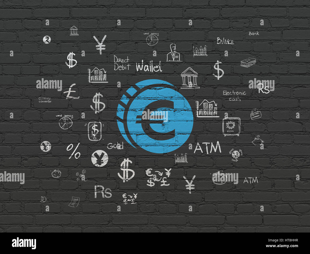 Banking concept: Euro Coin on wall background Stock Photo - Alamy