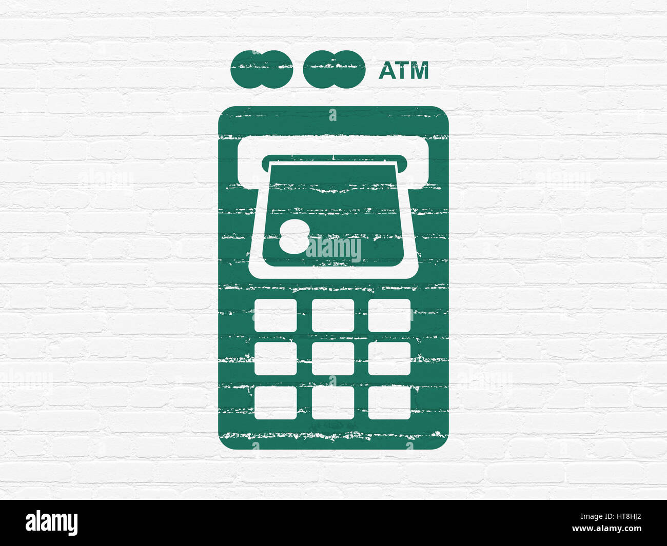 Banking concept: ATM Machine on wall background Stock Photo - Alamy