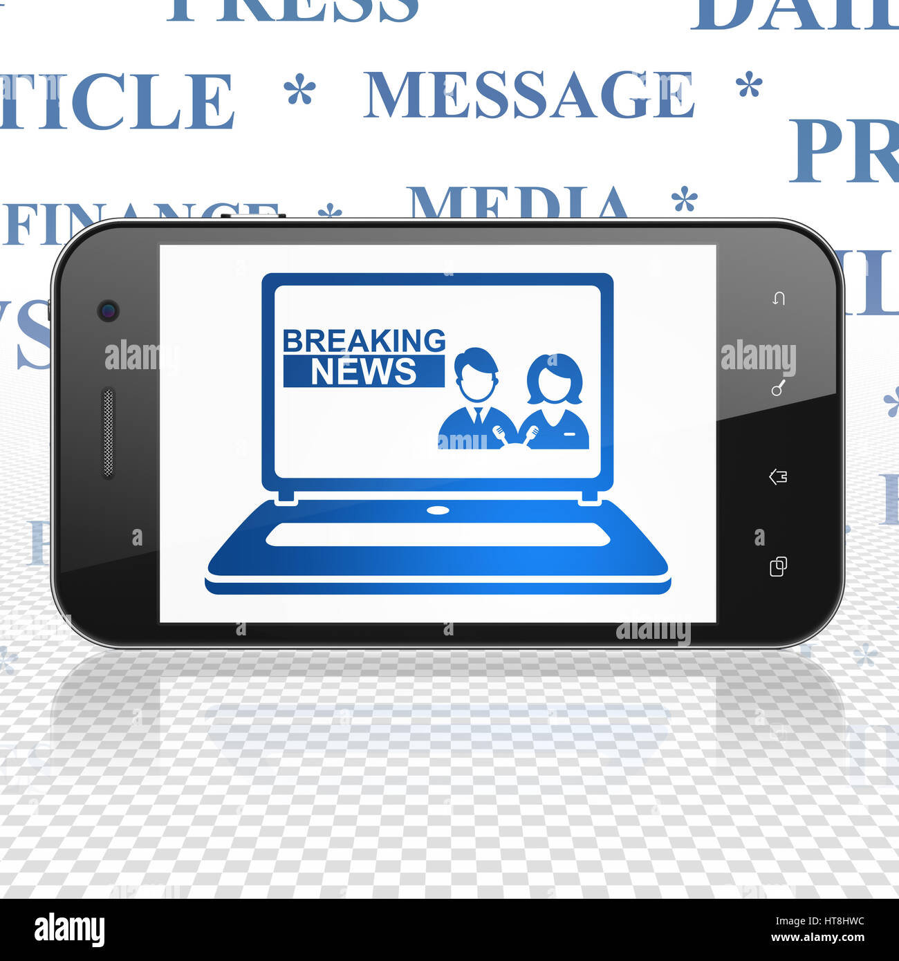 News concept: Smartphone with Breaking News On Laptop on display Stock ...