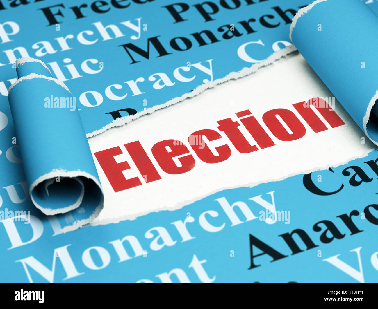 Political concept: red text Election under the piece of torn paper ...