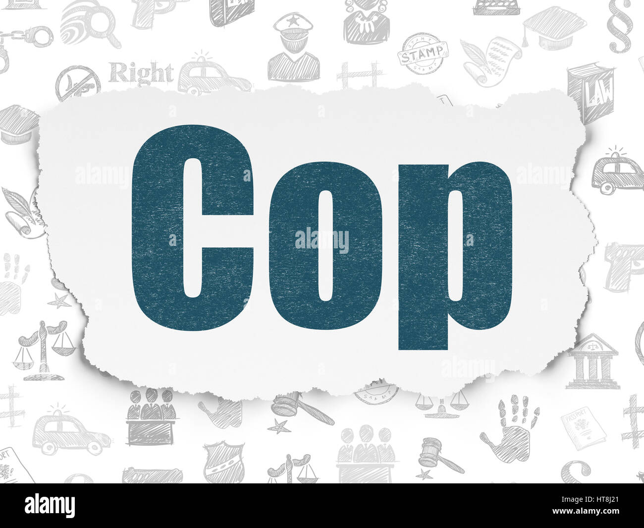 Law concept: Cop on Torn Paper background Stock Photo - Alamy