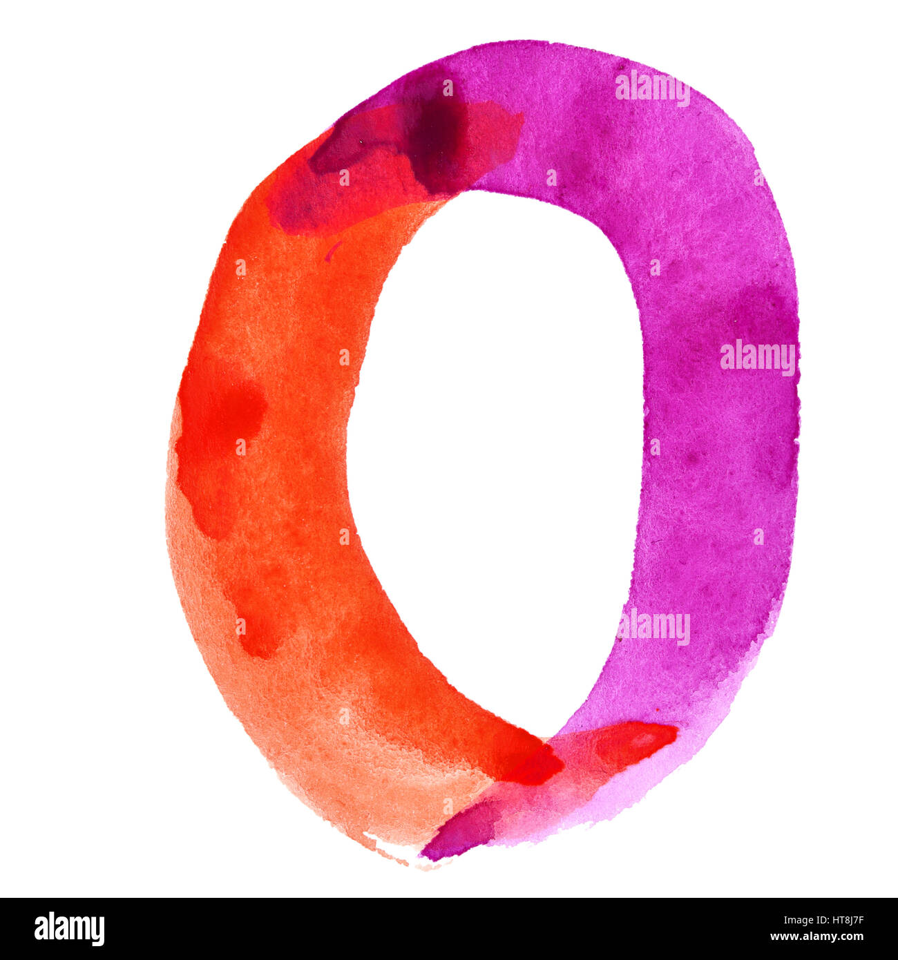 Zero - Colorful watercolor alphabet Stock Photo - Alamy