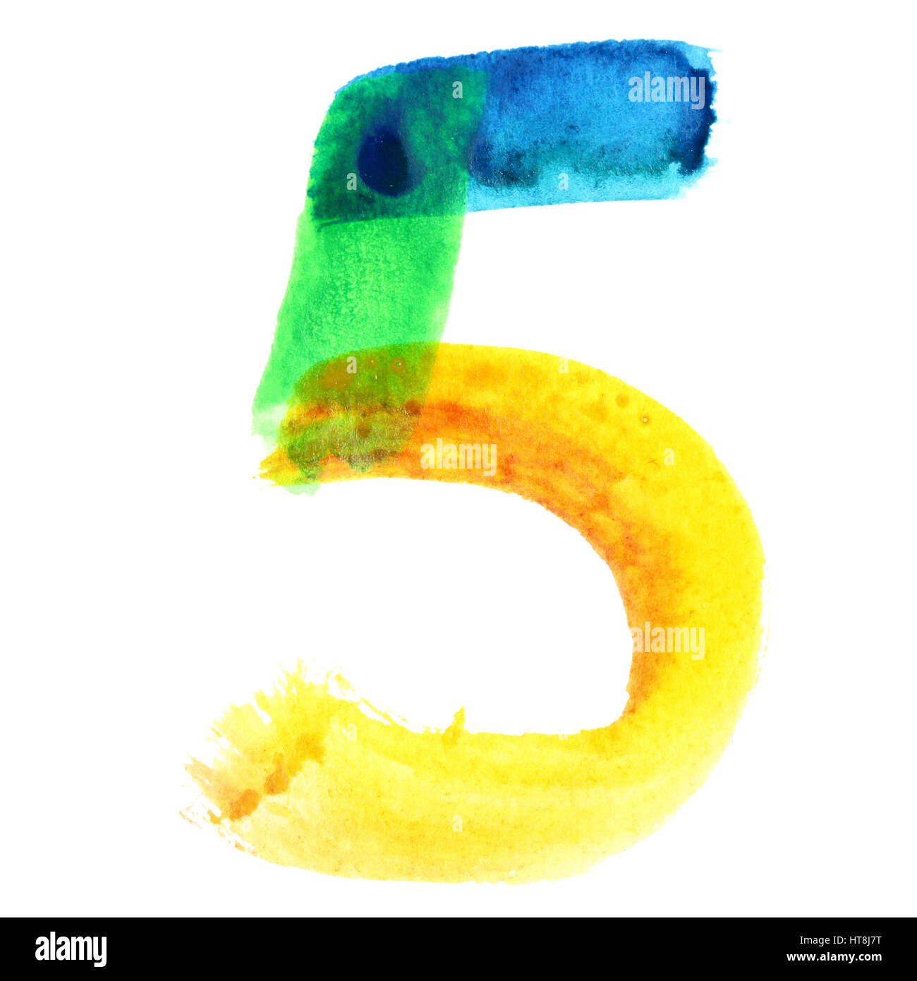 Five - Colorful watercolor alphabet Stock Photo - Alamy