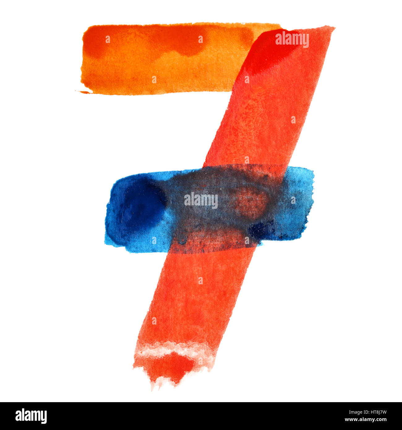Seven - Colorful watercolor alphabet Stock Photo - Alamy