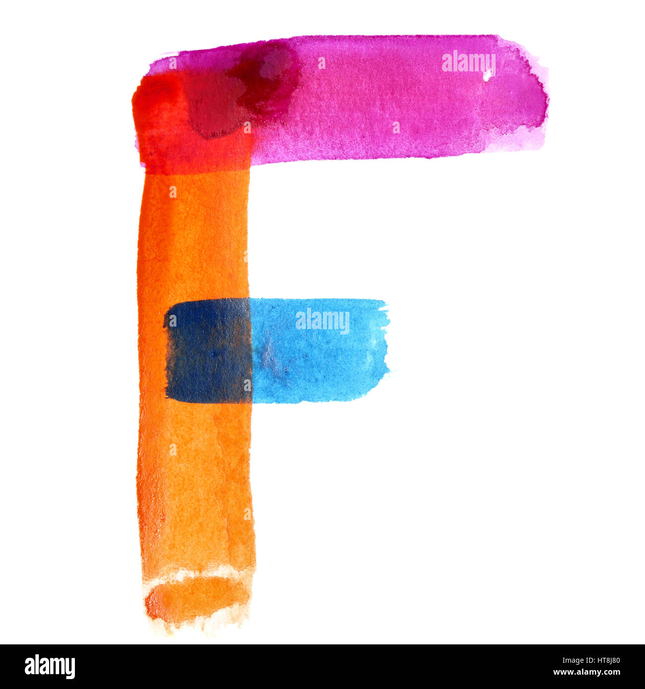 Letter F - colorful watercolor alphabet Stock Photo - Alamy