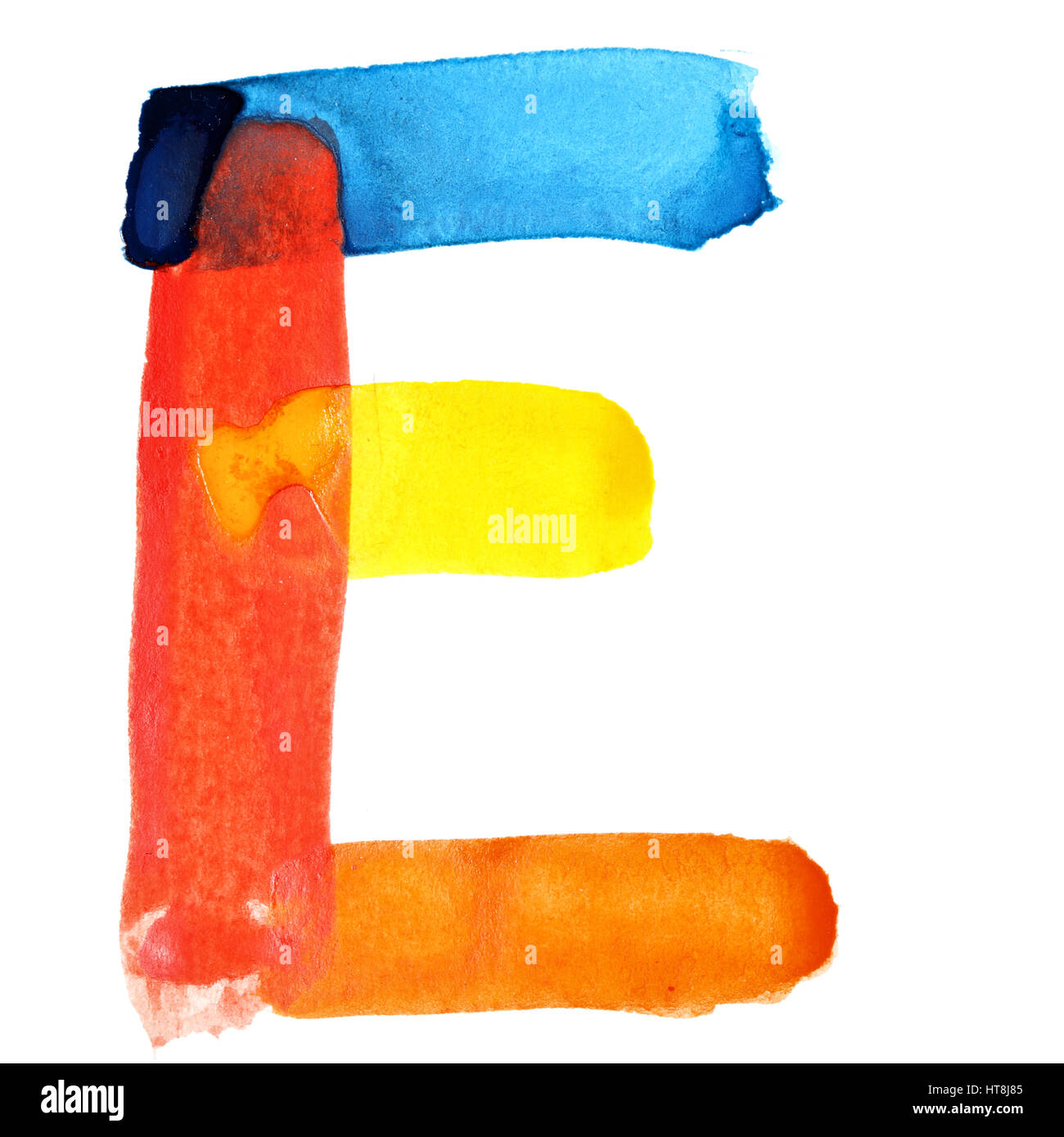 Letter E - colorful watercolor alphabet Stock Photo - Alamy
