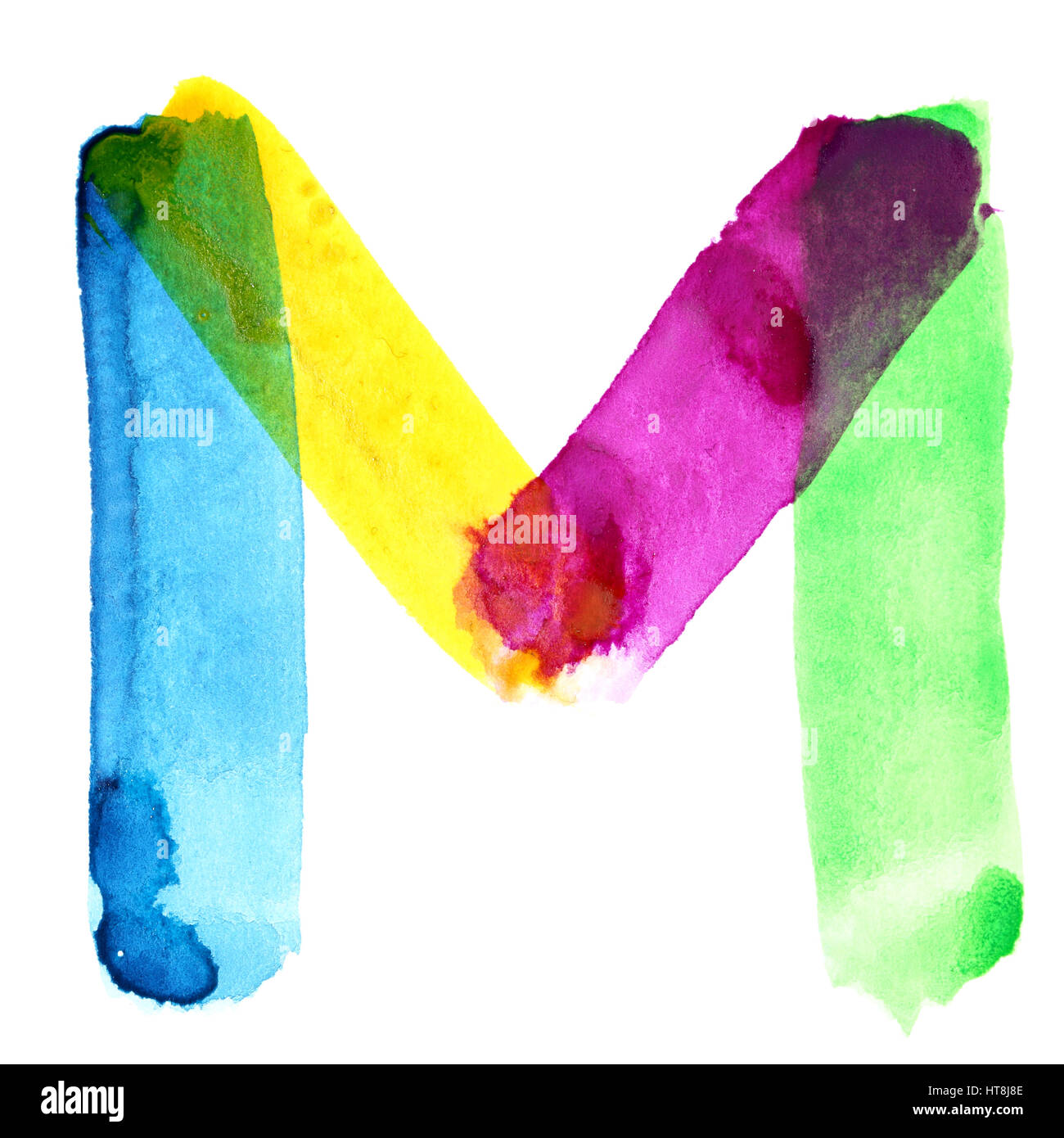 Letter M - colorful watercolor alphabet Stock Photo - Alamy