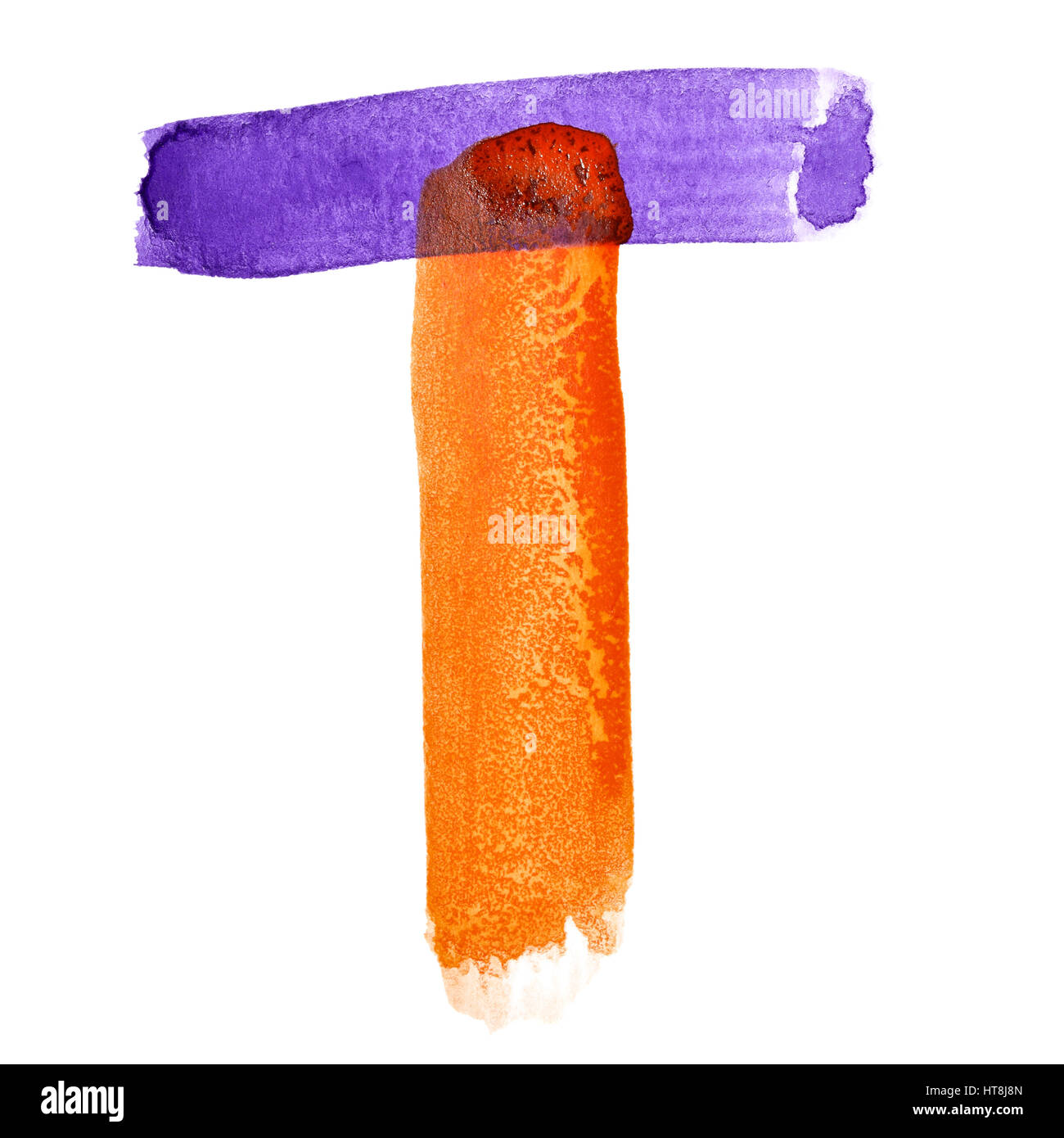Letter T - colorful watercolor alphabet Stock Photo - Alamy