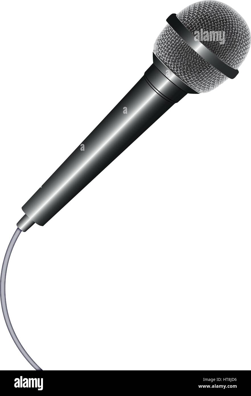 dynamic microphone on white background, microphone with line isolated ...
