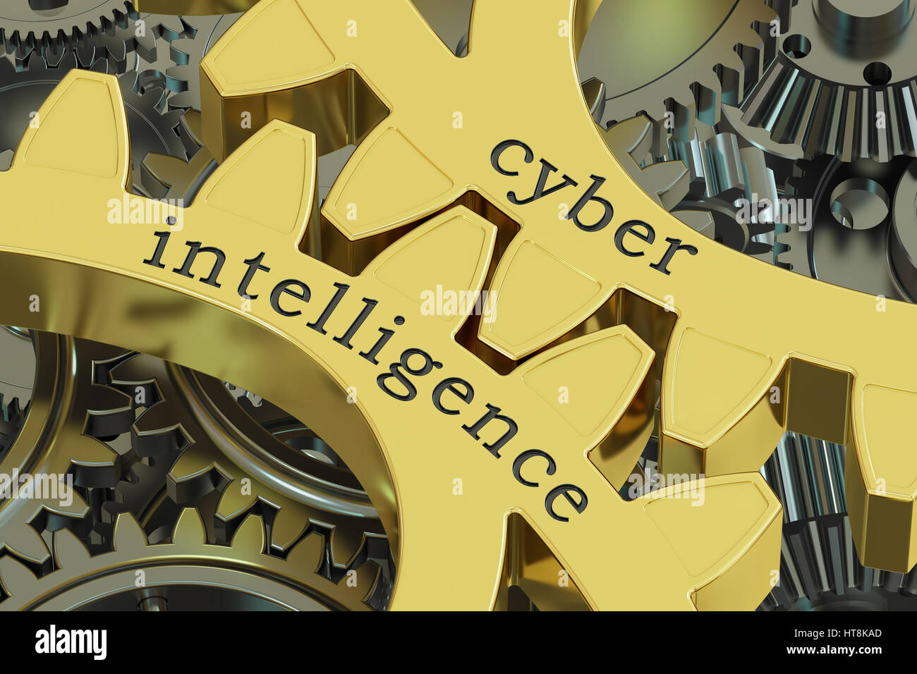 Cyber Intelligence concept on the gearwheels, 3D rendering Stock Photo ...