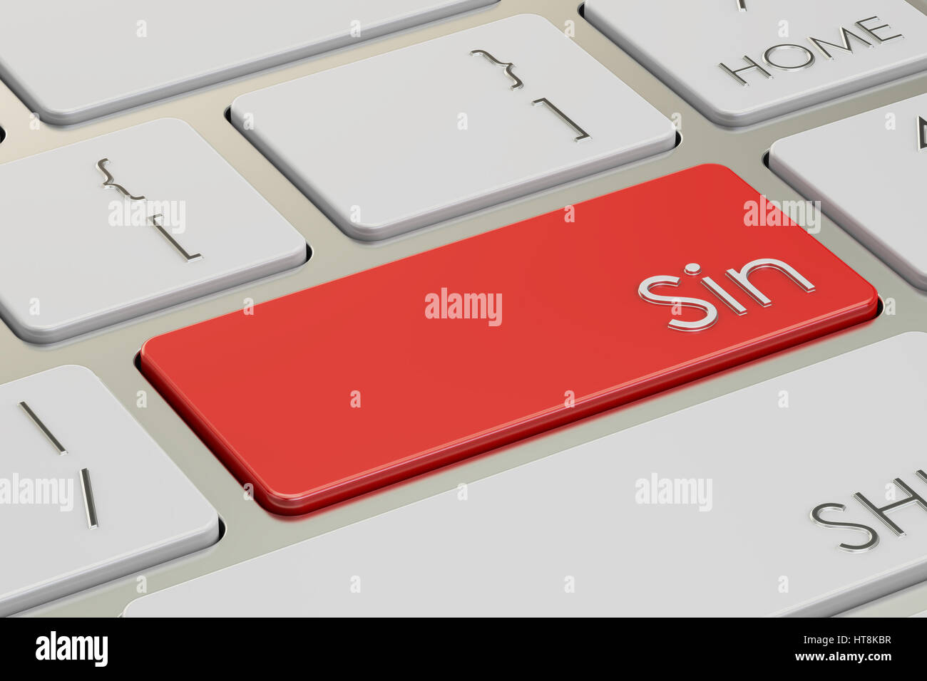 sin red key on keyboard. 3D rendering isolated on white background ...