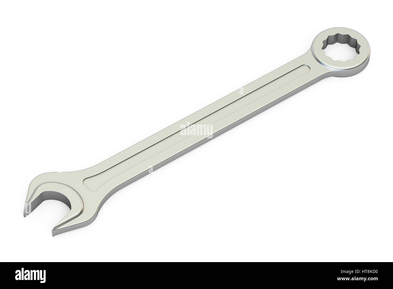 wrench, spanner closeup, 3D rendering isolated on white background ...