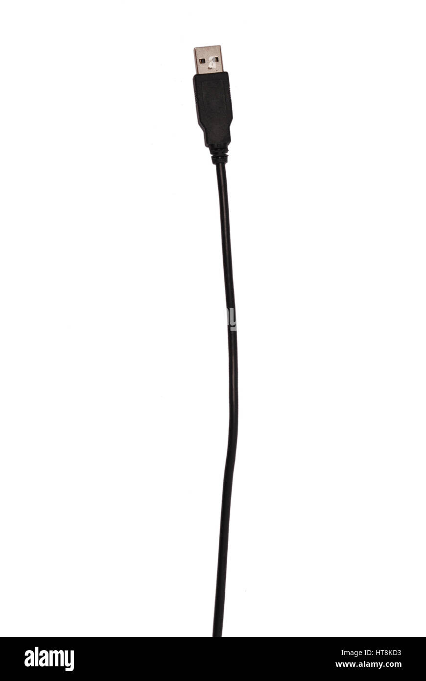 Black USB-cable plug isolated on white background Stock Photo - Alamy