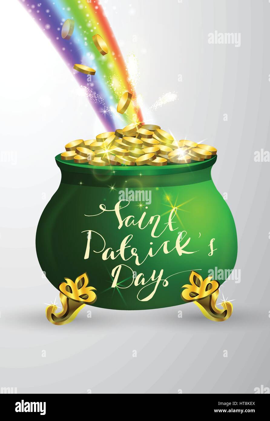 St Patricks day green pot with rainbow Stock Vector Image & Art - Alamy