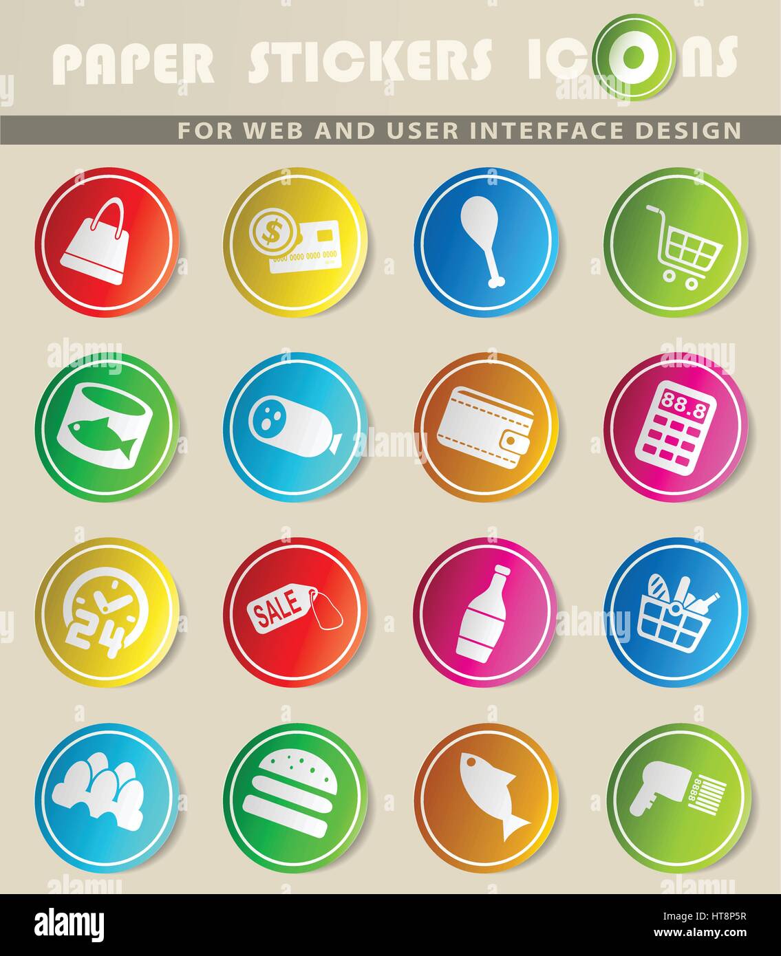 grocery store web icons for user interface design Stock Vector Image ...