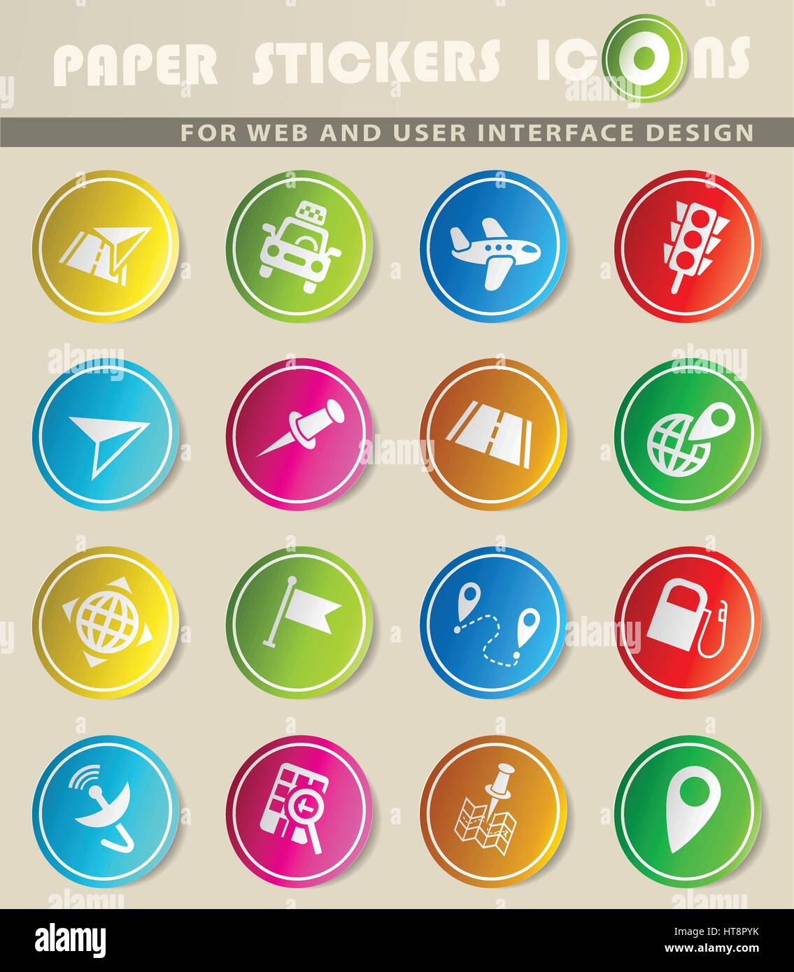 navigation transport map web icons for user interface design Stock ...
