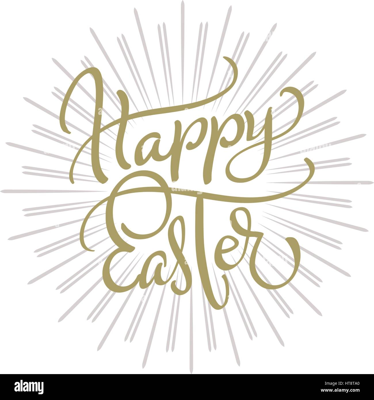 vector happy easter text on white background. Calligraphy lettering ...