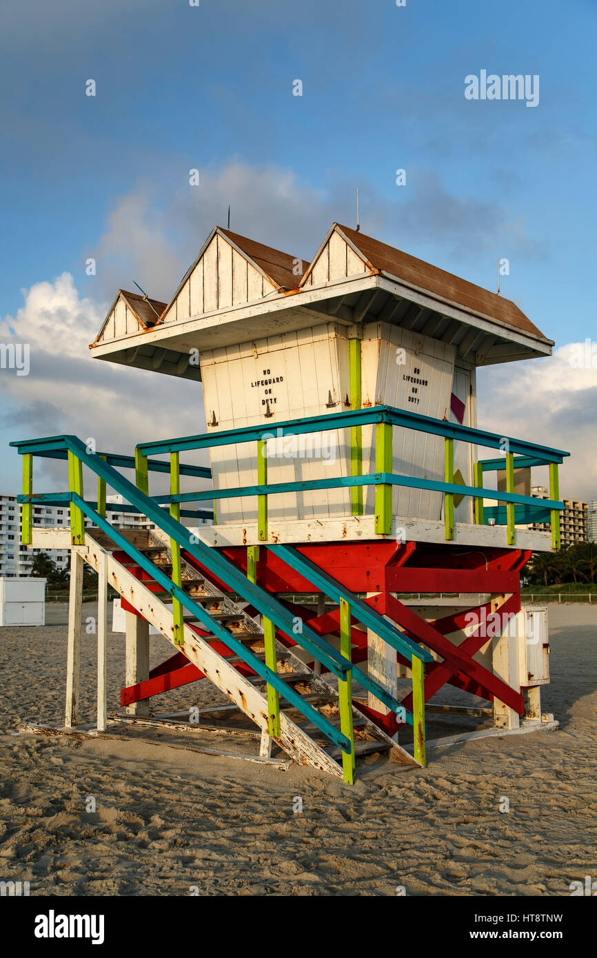 Lifeguard house, South Beach, Miami Beach, Florida Stock Photo - Alamy