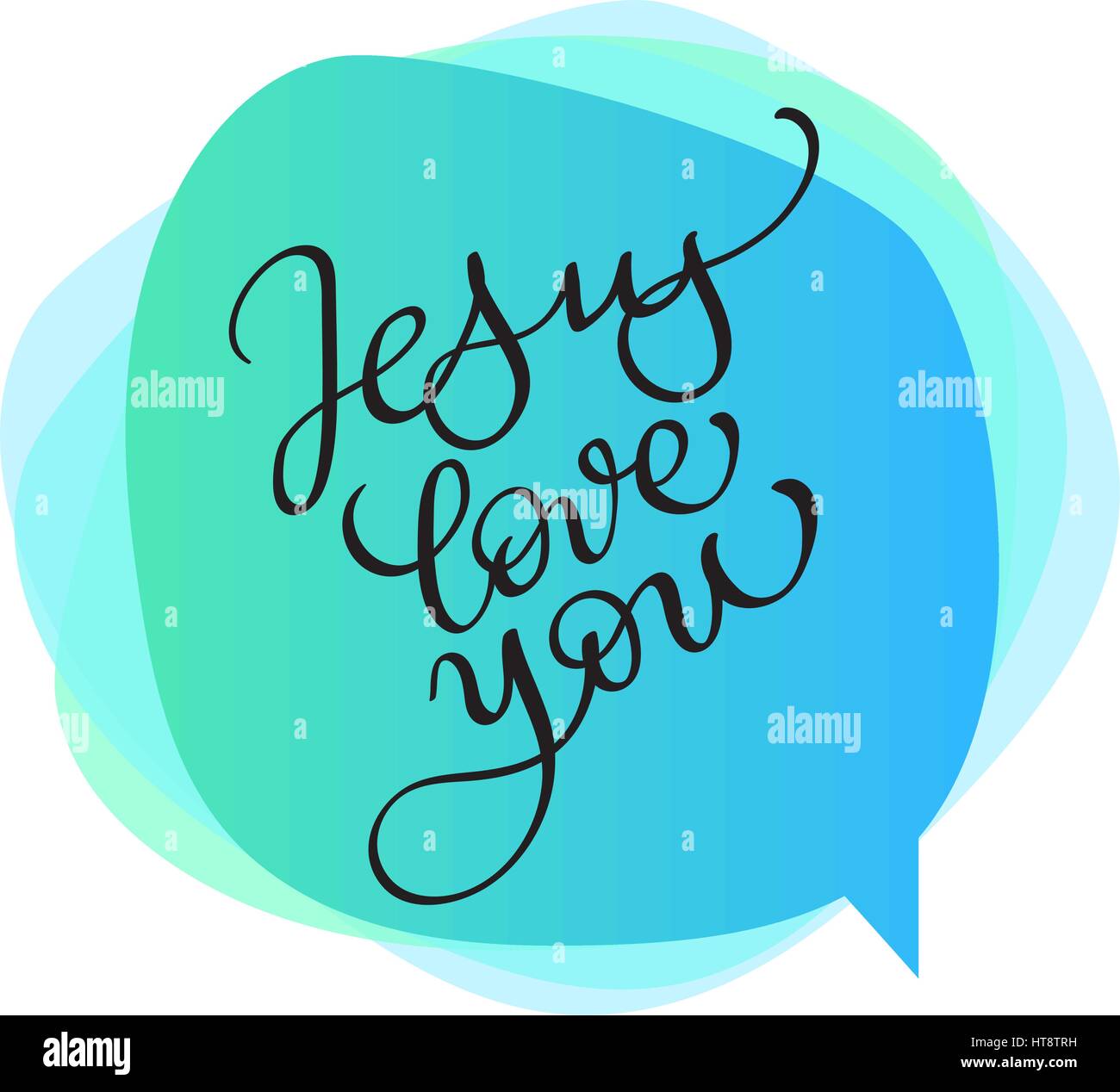 vector Jesus love you text on blue background. Calligraphy lettering ...