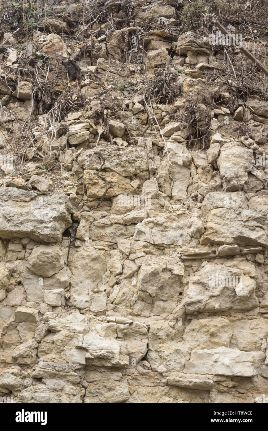 close up of wall made of limestone at ruins of castle in poland Stock ...