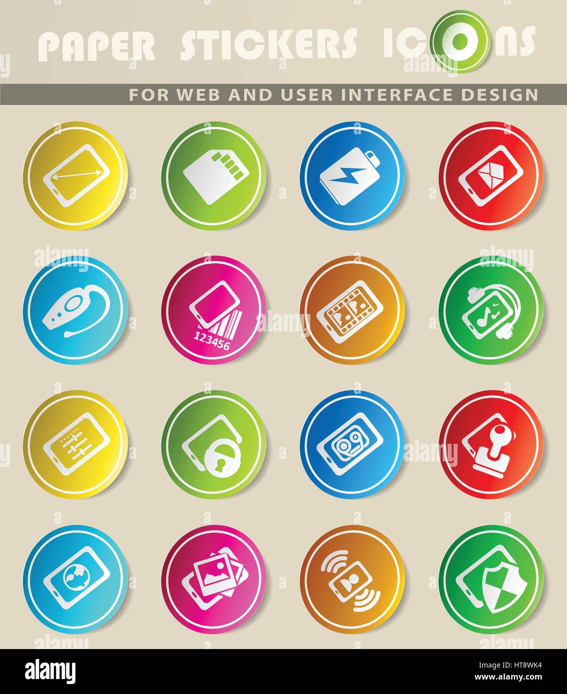 Mobile or cell phone, smartphone, specifications and functions icons ...