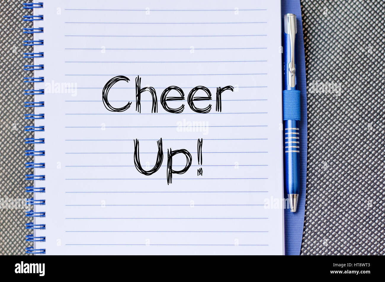 Cheer up text concept write on notebook Stock Photo - Alamy