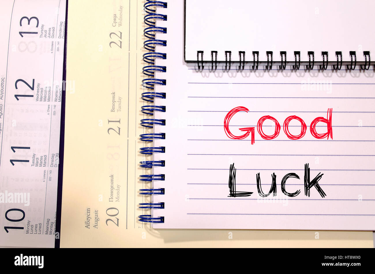 Good luck text concept write on notebook Stock Photo - Alamy