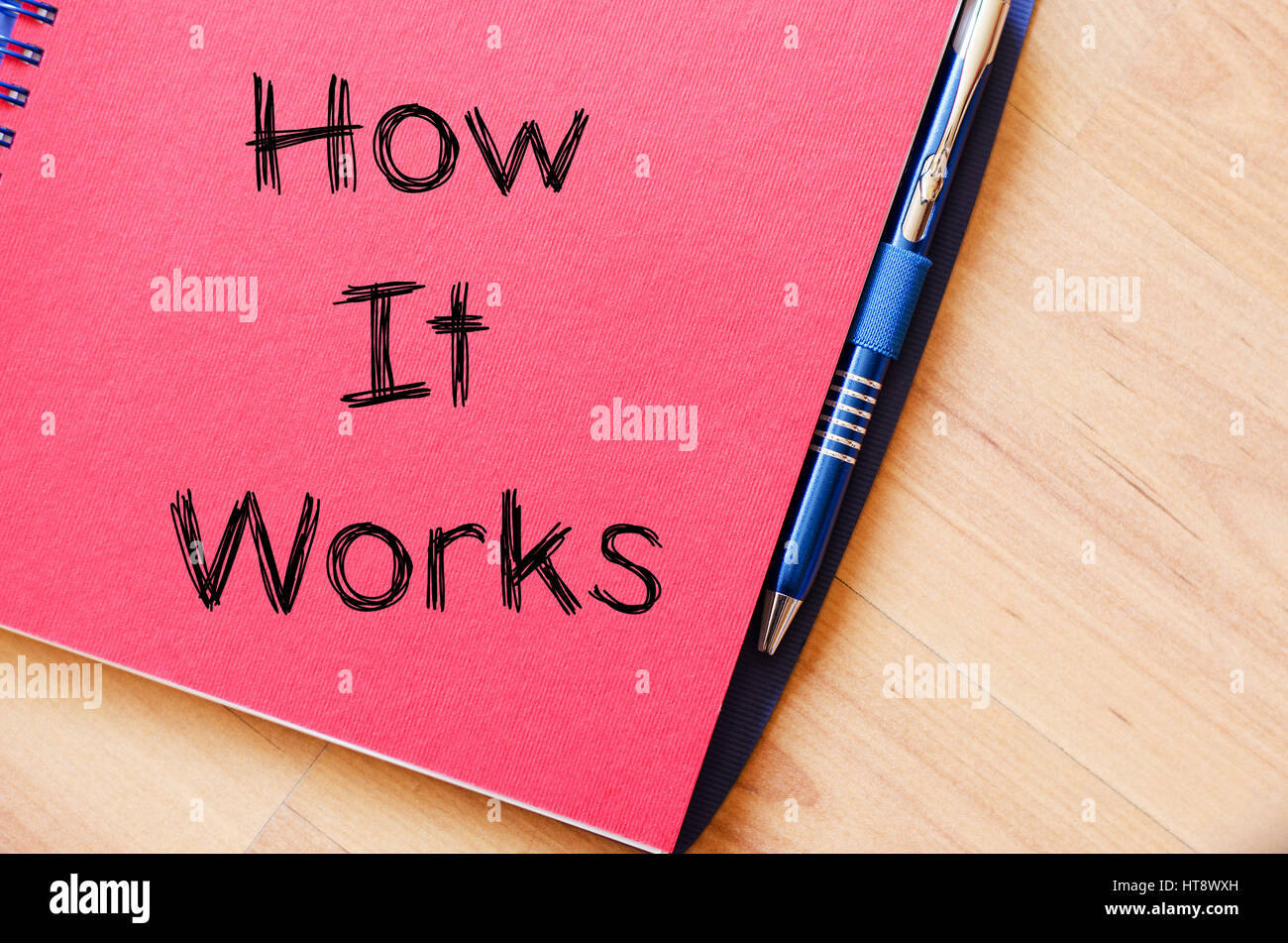 How it works text concept write on notebook Stock Photo - Alamy