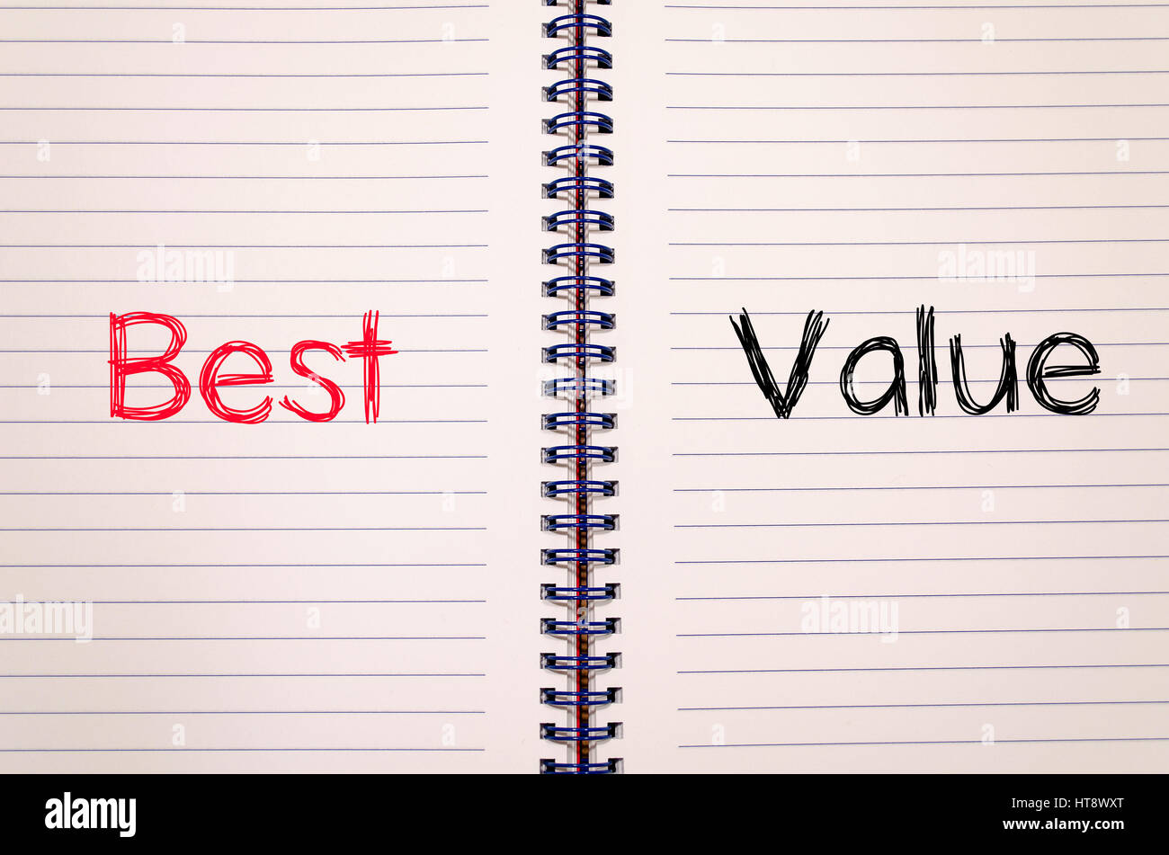 Best value text concept write on notebook Stock Photo - Alamy