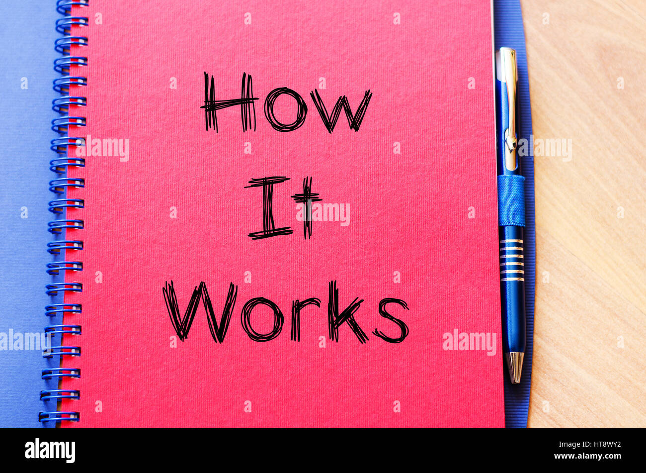 How it works text concept write on notebook Stock Photo - Alamy