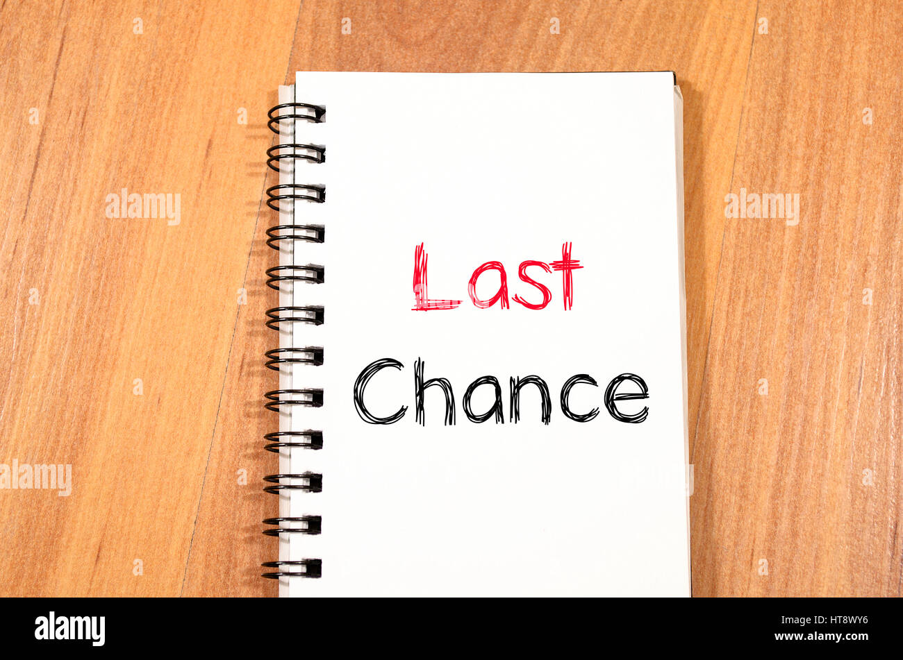 Last chance text concept write on notebook Stock Photo - Alamy