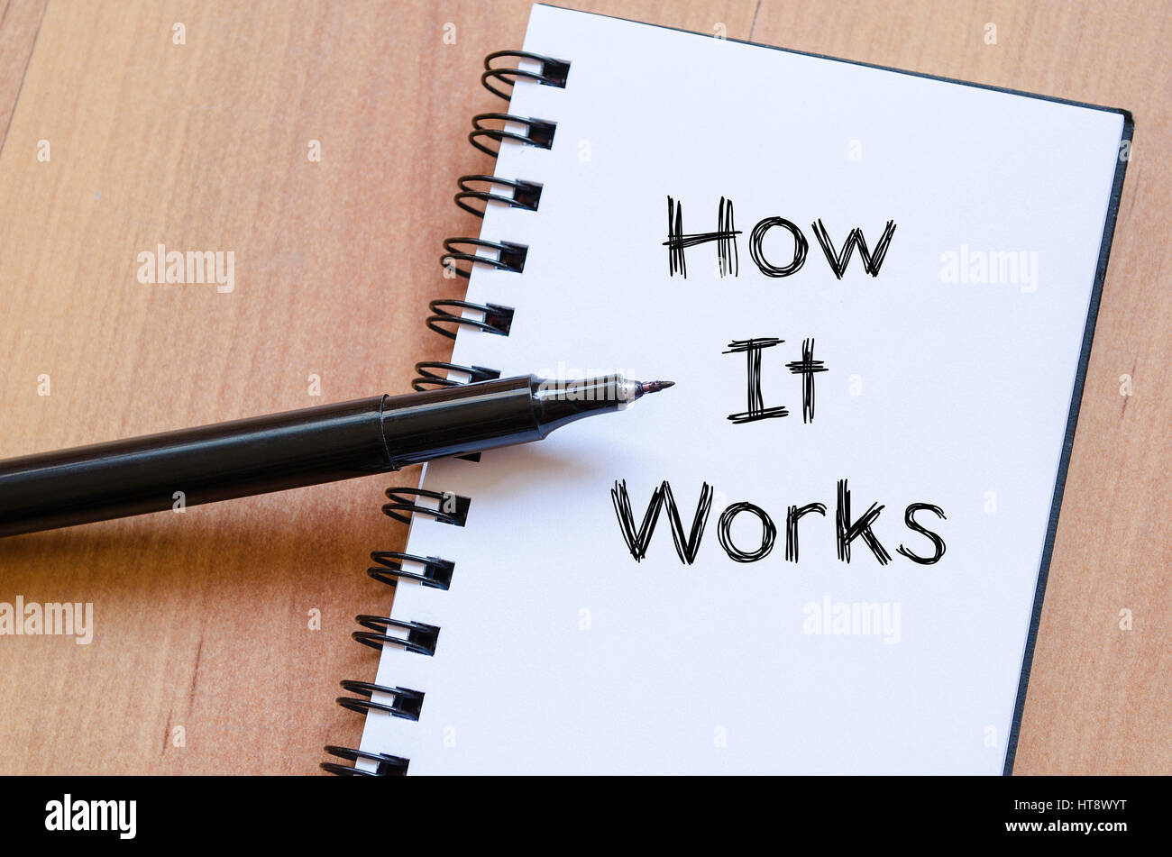 How it works text concept write on notebook Stock Photo - Alamy