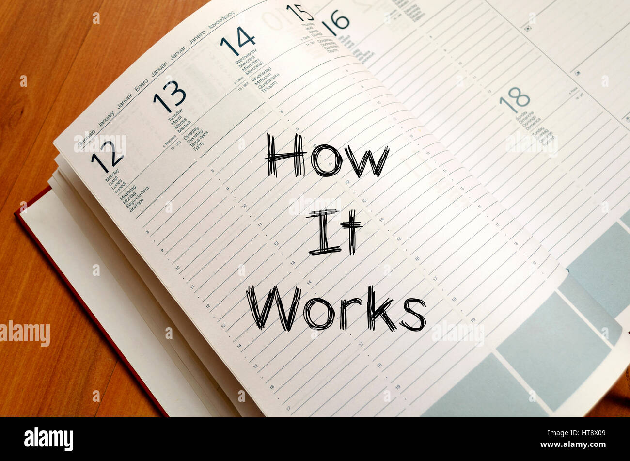 How it works text concept write on notebook Stock Photo - Alamy