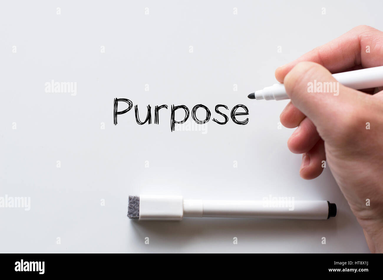 Human hand writing purpose on whiteboard Stock Photo - Alamy