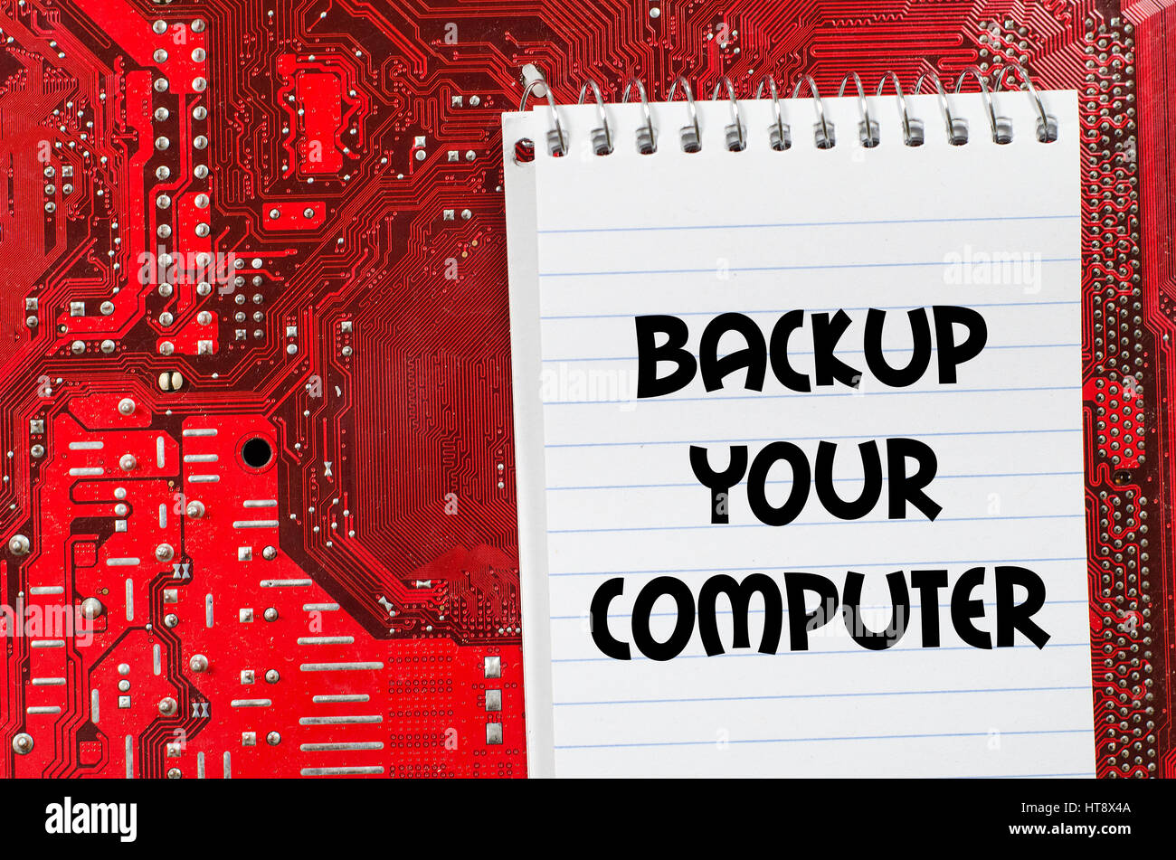 Red old dirty computer circuit board and text concept Stock Photo - Alamy