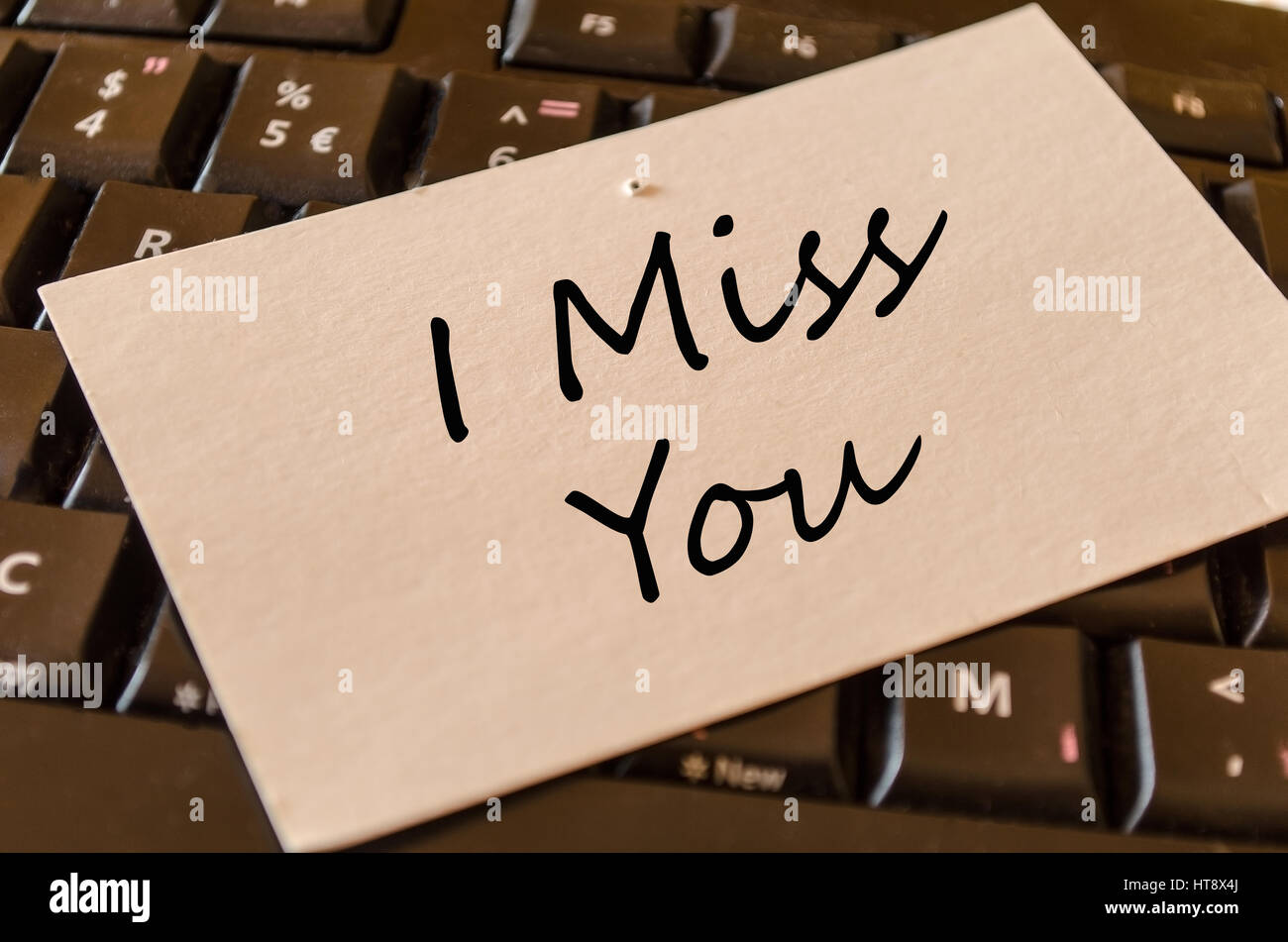 I miss you text concept over dark computer keyboard background Stock ...